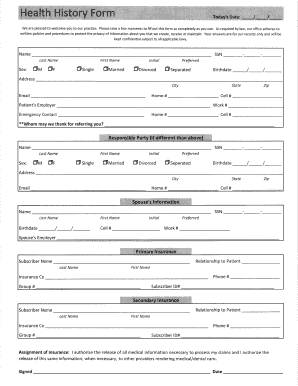 Fillable Online Patient and Health History Form Fax Email Print - pdfFiller