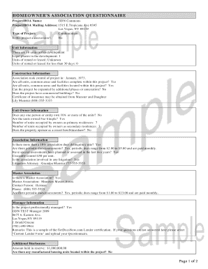 Fillable Online HOMEOWNER'S ASSOCIATION QUESTIONNAIRE Fax Email Print ...