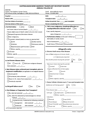 Fillable Online Annual Follow Up Form - ABMTRR Fax Email Print - pdfFiller