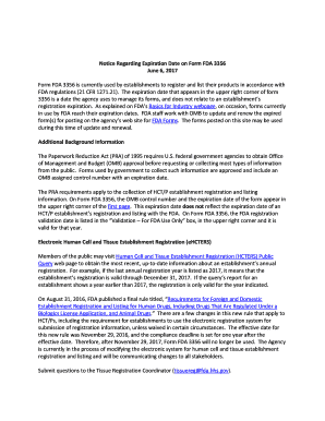 Fillable Online Notice Regarding Expiration Date on Form FDA 3356 June ...