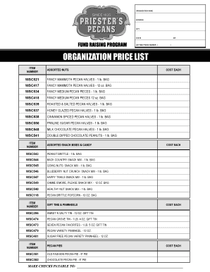 Fillable Online Organizational Price List Form Fax Email Print - pdfFiller