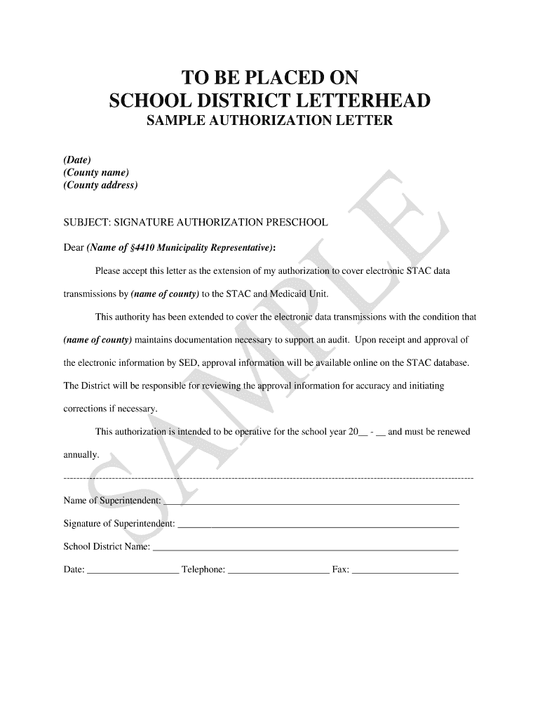 Fillable Online Annual District Signature Sample Authorization Letter ...