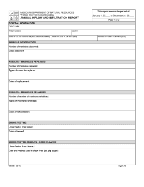 Fillable Online dnr mo ANNUAL INFLOW AND INFILTRATION REPORT - Missouri ... Fax Email Print ...