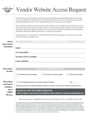 Fillable Online Vendor Website Access Request - Global Travel ...