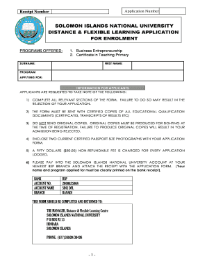 Fillable Online solomon islands national university distance & flexible ...