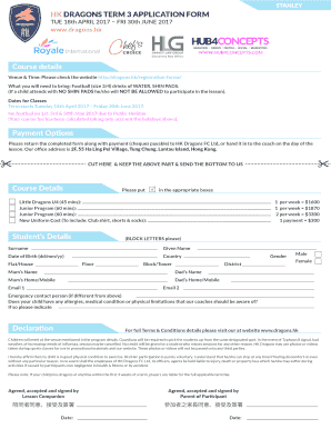 Fillable Online dragons HK DRAGONS TERM 3 APPLICATION FORM Course details ... Fax Email Print ...