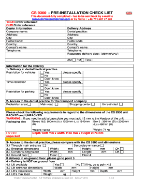 Fillable Online cs 9300 - pre-installation check list - 3d-roentgen.ch ...