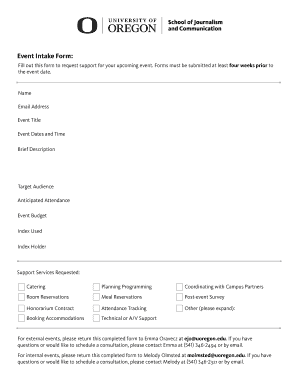 Fillable Online journalism uoregon Event Intake Form: Fax Email Print ...