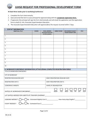 Fillable Online jeffersonuh schoolwires JUHSD REQUEST FOR PROFESSIONAL DEVELOPMENT FORM Fax ...