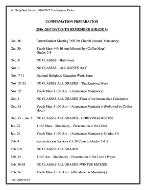 Fillable Online 8th Grade Packet - St. Philip Neri Fax Email Print ...