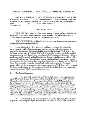 Fillable Online ON-CALL AGREEMENT IT FACILITIES INSTALLATION AND REPAIR ...