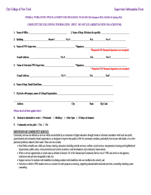 Fillable Online Supervisor Information Form Fax Email Print - pdfFiller