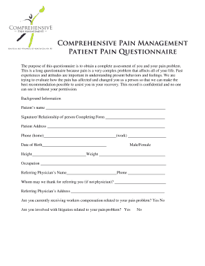 Fillable Online Patient Pain Questionnaire Fax Email Print - pdfFiller