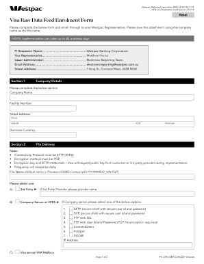 Fillable Online Visa Raw Data Feed Enrolment Form - Westpac Fax Email ...
