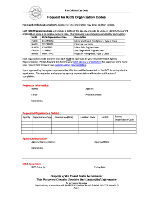 Fillable Online Request for IQCS Organization Codes Fax Email Print ...