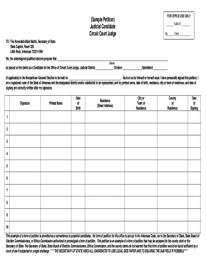 Fillable Online (Sample Petition) Judicial Candidate Circuit Court ...