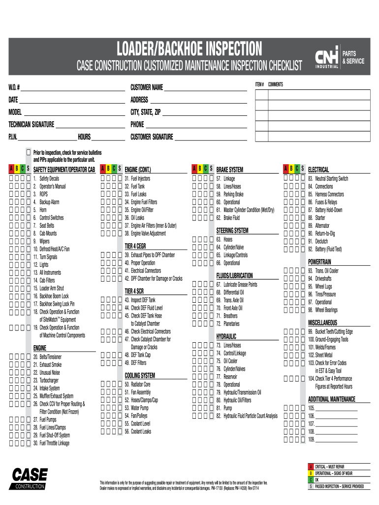 Excavator Maintenance Checklist Fill Online Printable Fillable Excavator Maintenance Checklist Fill Online Printable Fillable