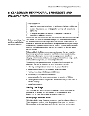 Fillable Online Classroom Behavioural Strategies and Interventions Fax ...
