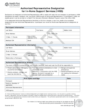 Fillable Online Authorized Representative Designation for In-Home ...