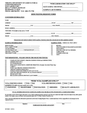 Fillable Online FOR VCIA SAMPLES ONLY - vdacs Fax Email Print - pdfFiller