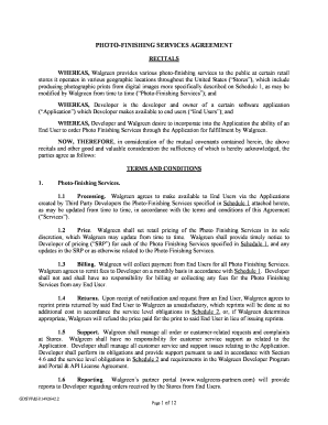 Fillable Online PHOTO-FINISHING SERVICES AGREEMENT Fax Email Print - pdfFiller