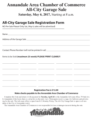 Fillable Online Garage Sale Form 2017 Layout 1 Fax Email Print - pdfFiller