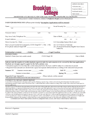 Fillable Online 2017 18 Parent PLUS Loan Application Fax Email Print ...