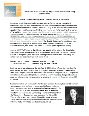 Fillable Online swift spead reading Fax Email Print - pdfFiller