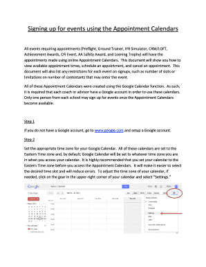 Fillable Online Signing up for events using the Appointment Calendars ...