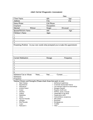 Fillable Online Adult Initial Diagnostic Assessment 2010 - Pathways ...