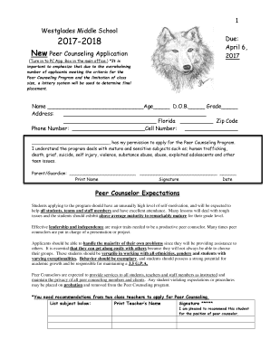 Fillable Online Peer Counselor Year 1 Application Fax Email Print - pdfFiller
