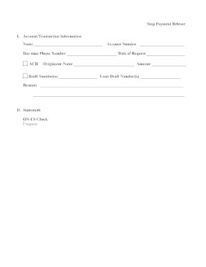 Fillable Online Stop Payment Release Form Fax Email Print - pdfFiller