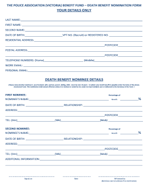 Fillable Online Death Beneficiary Form - TPAV Fax Email Print - pdfFiller
