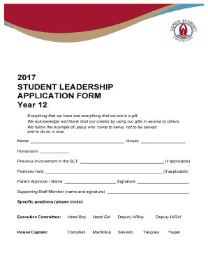 Fillable Online vivid5 blob core windows 2017 STUDENT LEADERSHIP ...