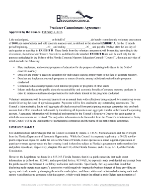 Fillable Online Producer Commitment Agreement - Florida Concrete ...