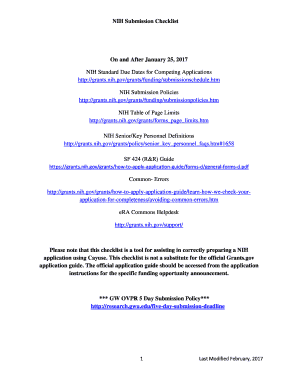 Fillable Online NIH Submission Checklist Fax Email Print - pdfFiller