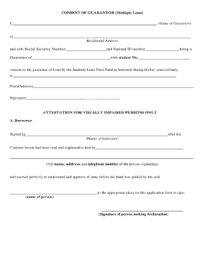 Fillable Online CONSENT OF GUARANTOR - The Student Loan Trust Fund Fax ...