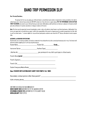 Fillable Online images pcmac BAND TRIP PERMISSION SLIP Fax Email Print ...