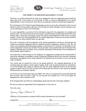 Fillable Online 2016 Form 990 Nonprofit Engagement Letter - CPA Site ...