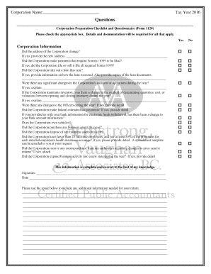 Fillable Online 2016 C Corporate Questionnaire Form 1120 - CPA Site ...