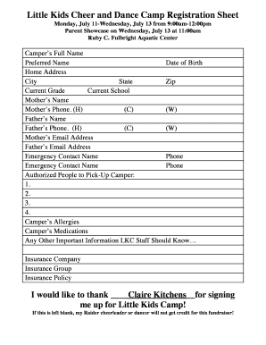 Fillable Online images pcmac 2011 Cheer Camp Registration Form Fax ...