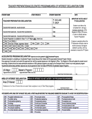 Fillable Online TEACHER PREPARATION/ACCELERATED PROGRAMS/AREA OF ...