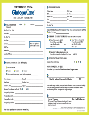 Fillable Online enrollment form - Glatopa Fax Email Print - pdfFiller