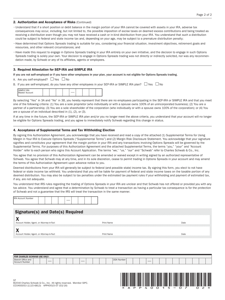 Fillable Online Trading Options Spreads in Your IRA Authorization Agreement Fax Email Print ...
