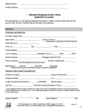 Fillable Online BP Lease Application.pub Fax Email Print - pdfFiller