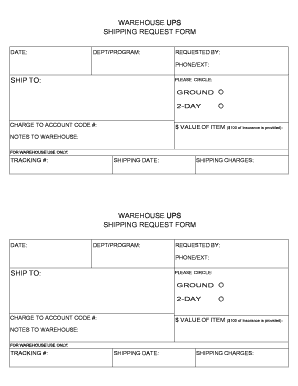 Fillable Online WAREHOUSE UPS Fax Email Print - pdfFiller