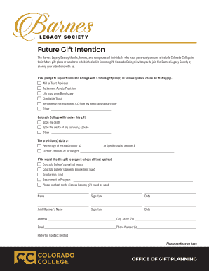 Fillable Online Future Gift Intention Fax Email Print - pdfFiller