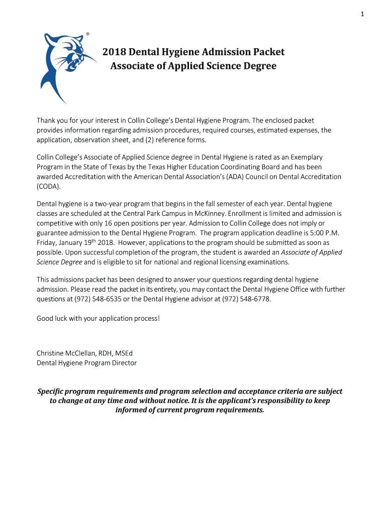 Fillable Online 2018 Admission Packet Fax Email Print - pdfFiller