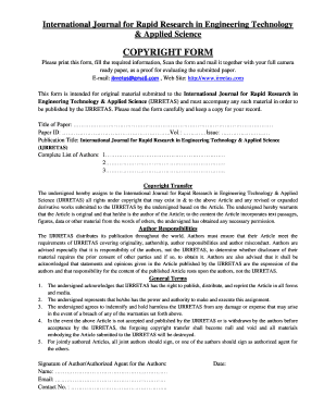 Fillable Online copyright form - ijrretas Fax Email Print - pdfFiller