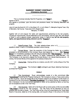 Fillable Online Commercial earnest money contract - Amazon Web Services ...